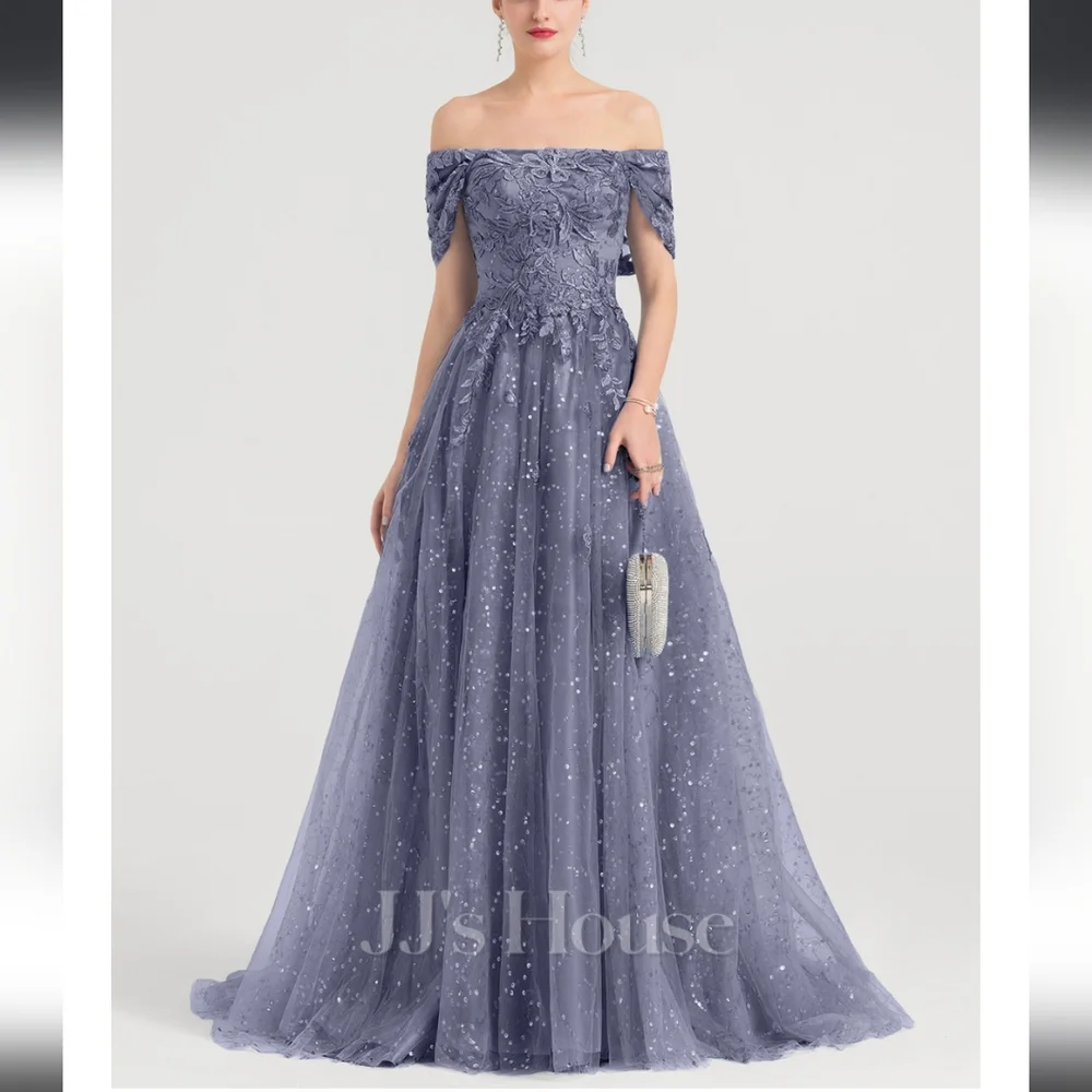 JJs House | Dresses | New Jjs House Blue Off Shoulder Princess Sweep ...
